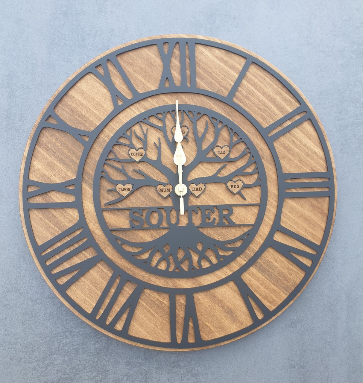 Family Tree Clock - Roman Numerals | Sera J Designs